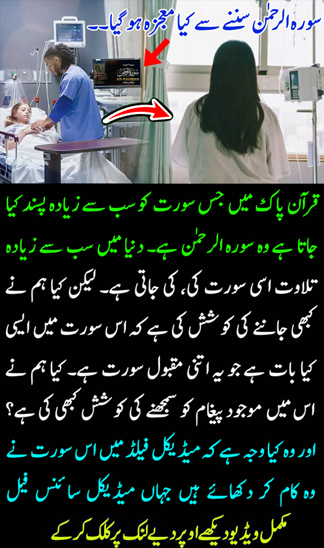 Which disease can be avoided by drinking water containing Surah Rahman ...